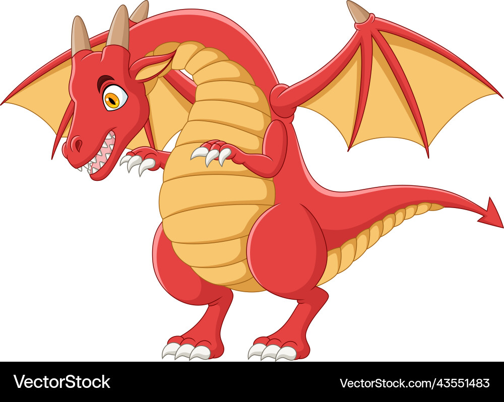 Cartoon red dragon on white background Royalty Free Vector