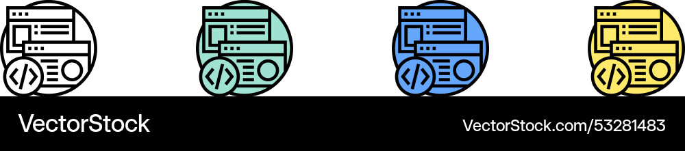 Coding icon outline green blue and yellow style Vector Image