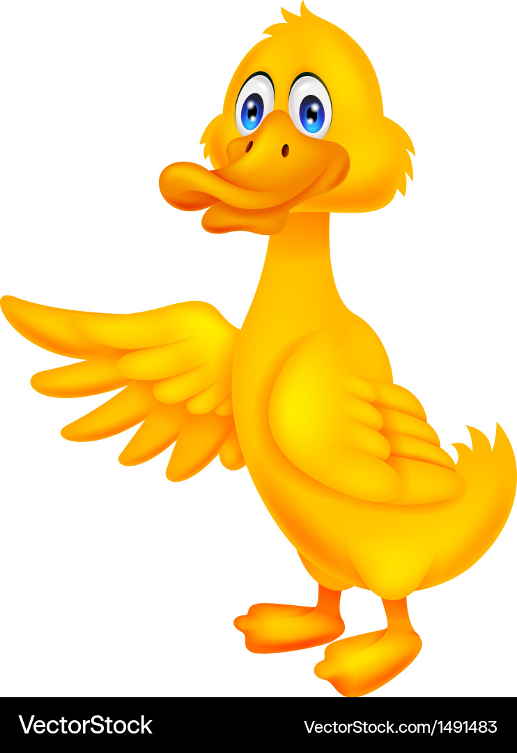Cute duck cartoon waving Royalty Free Vector Image