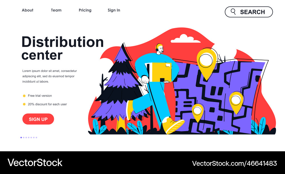 Distribution center concept for landing page Vector Image
