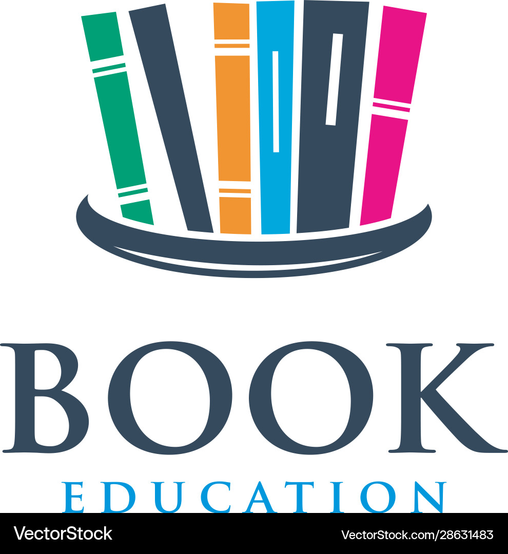 Educational book logo design Royalty Free Vector Image