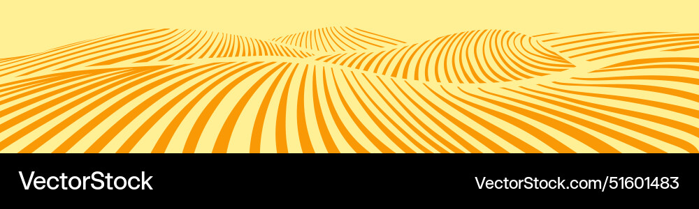 Farm field landscape on small hills furrows Vector Image