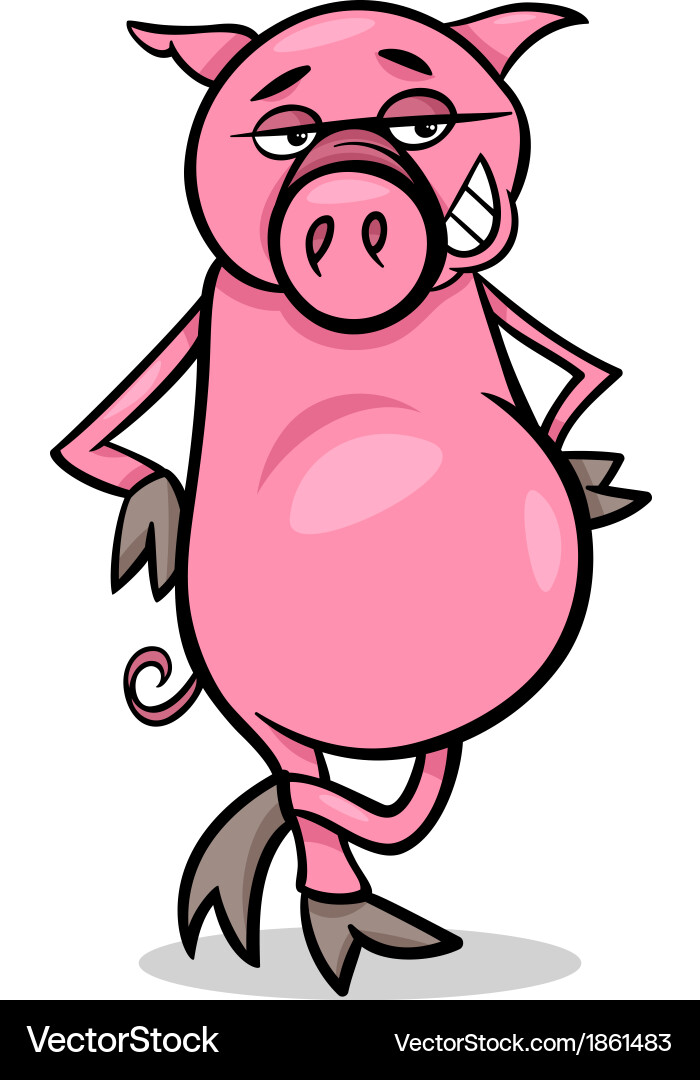 Funny pig cartoon Royalty Free Vector Image - VectorStock