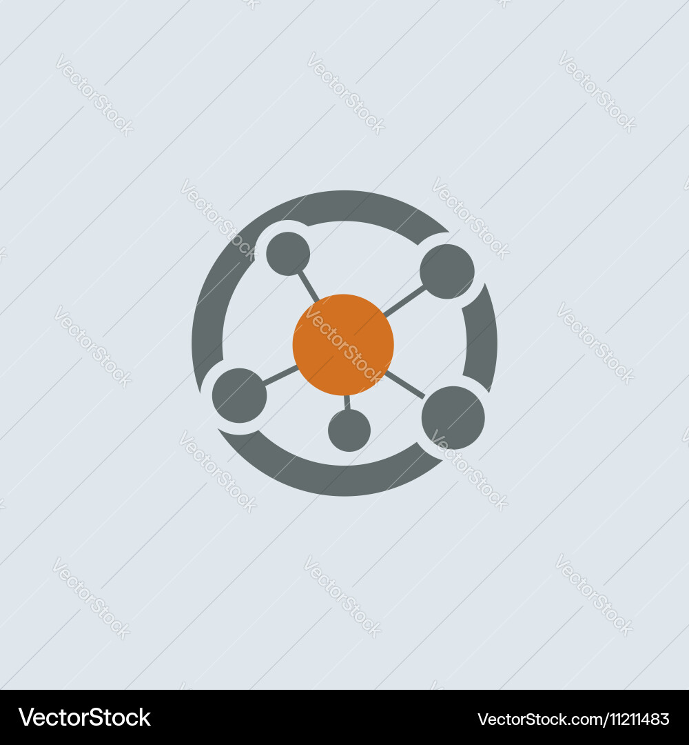 Gray-orange network round icon Royalty Free Vector Image