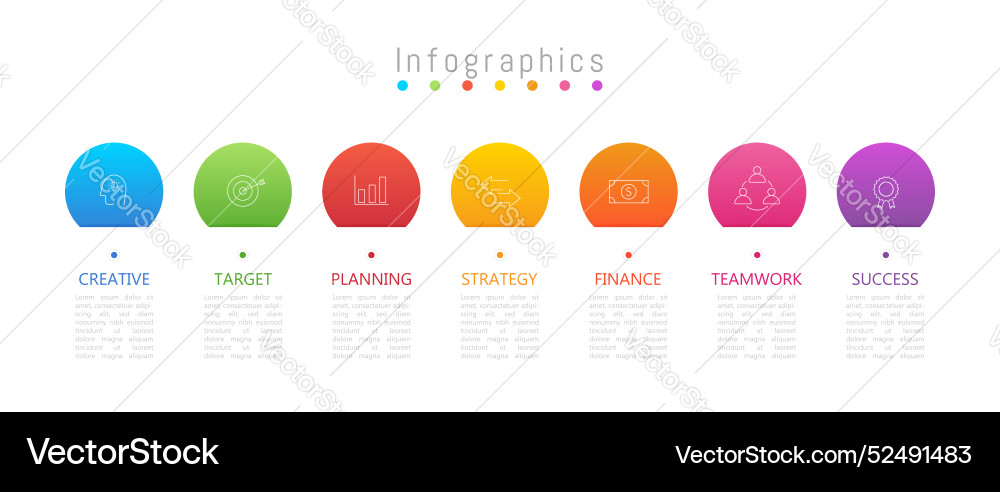 Infographic 7 options design elements Royalty Free Vector