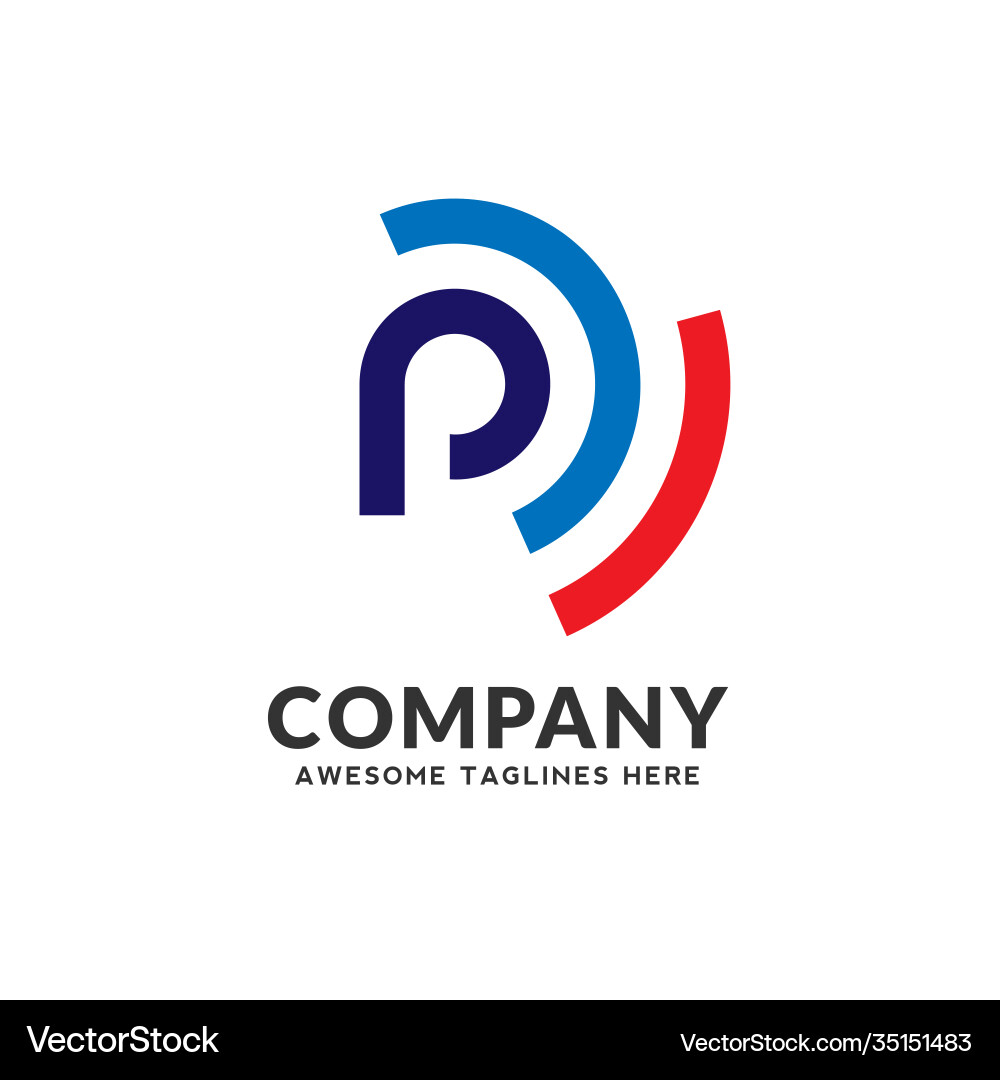 Letter p signal logo Royalty Free Vector Image