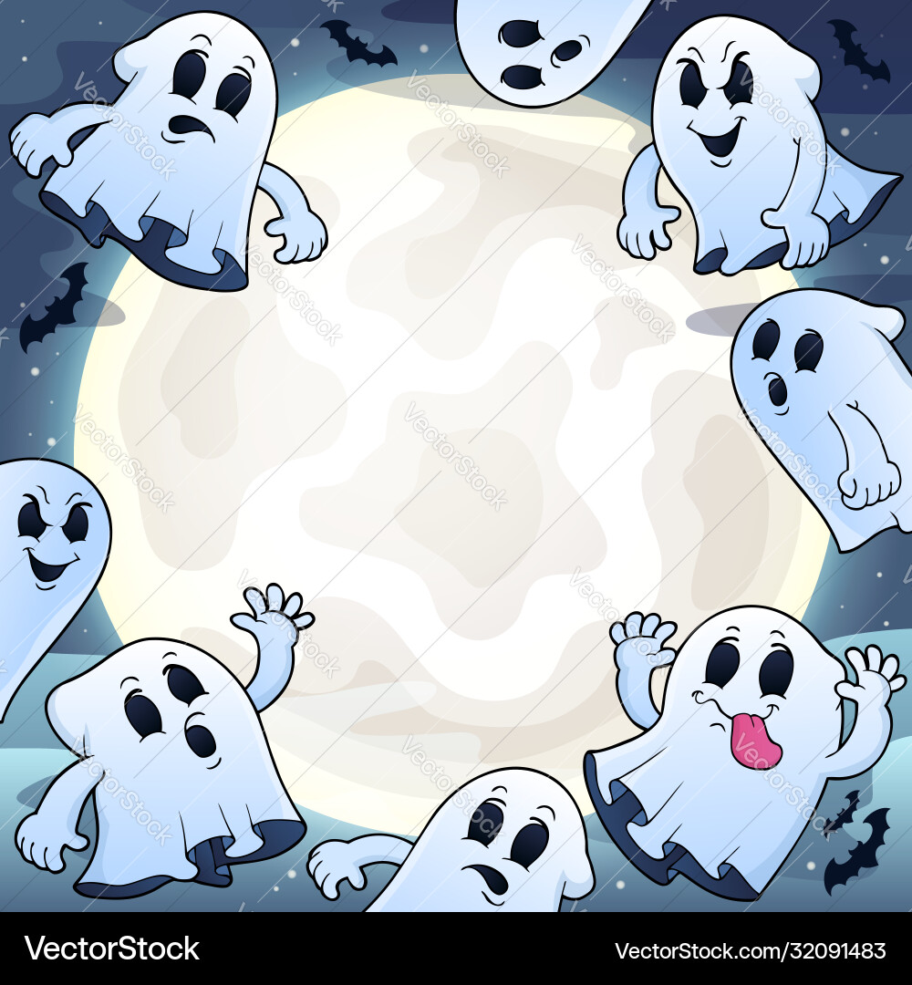 Night sky with ghosts theme 1 Royalty Free Vector Image