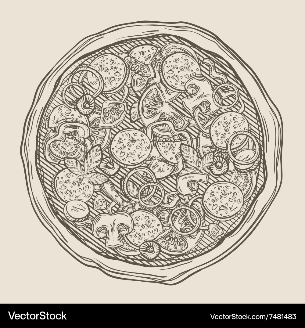 Pizza hand drawn sketch Royalty Free Vector Image