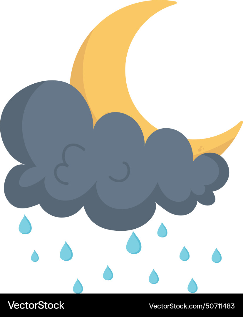 Weather rain with moon Royalty Free Vector Image