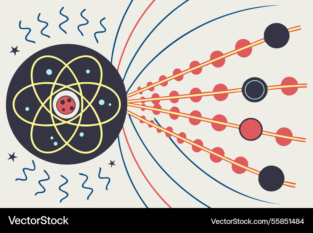 Abstract of atomic structure and energy waves Vector Image
