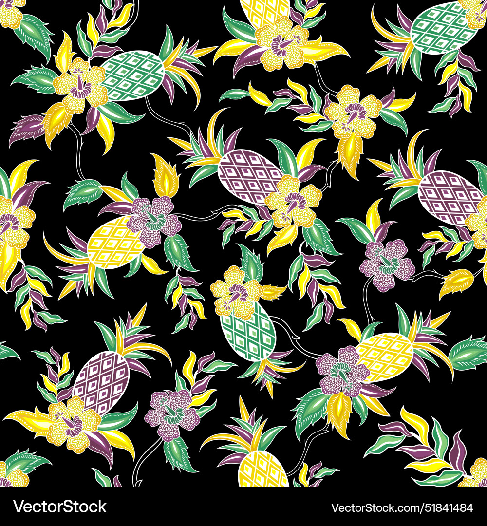 Batik seamless pattern nanas subang Royalty Free Vector