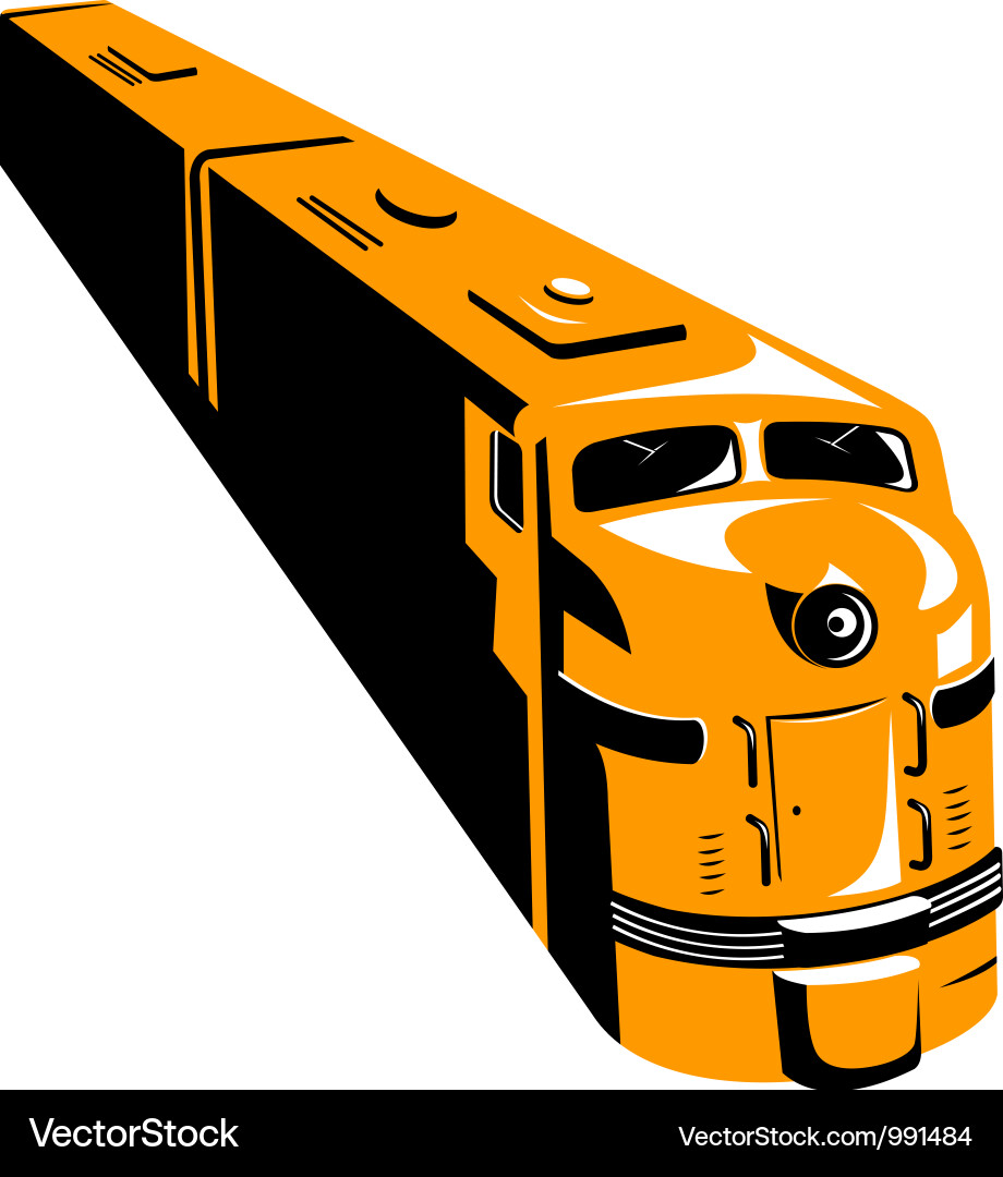 Diesel train high angle retro Royalty Free Vector Image