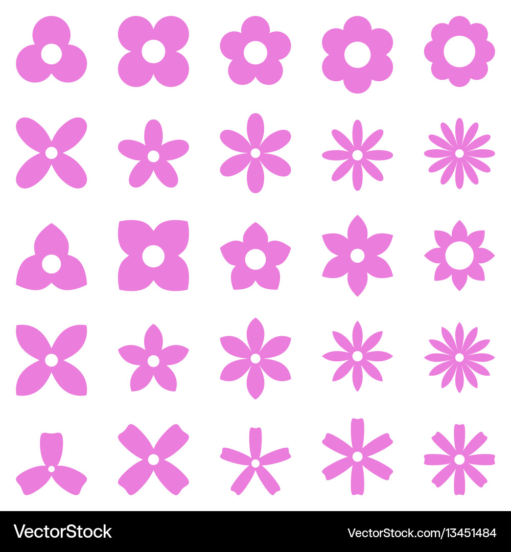 Flower simple shape icon set Royalty Free Vector Image