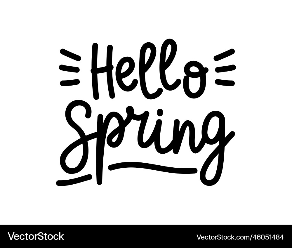 Hello Spring Hand Lettering Royalty Free Vector Image