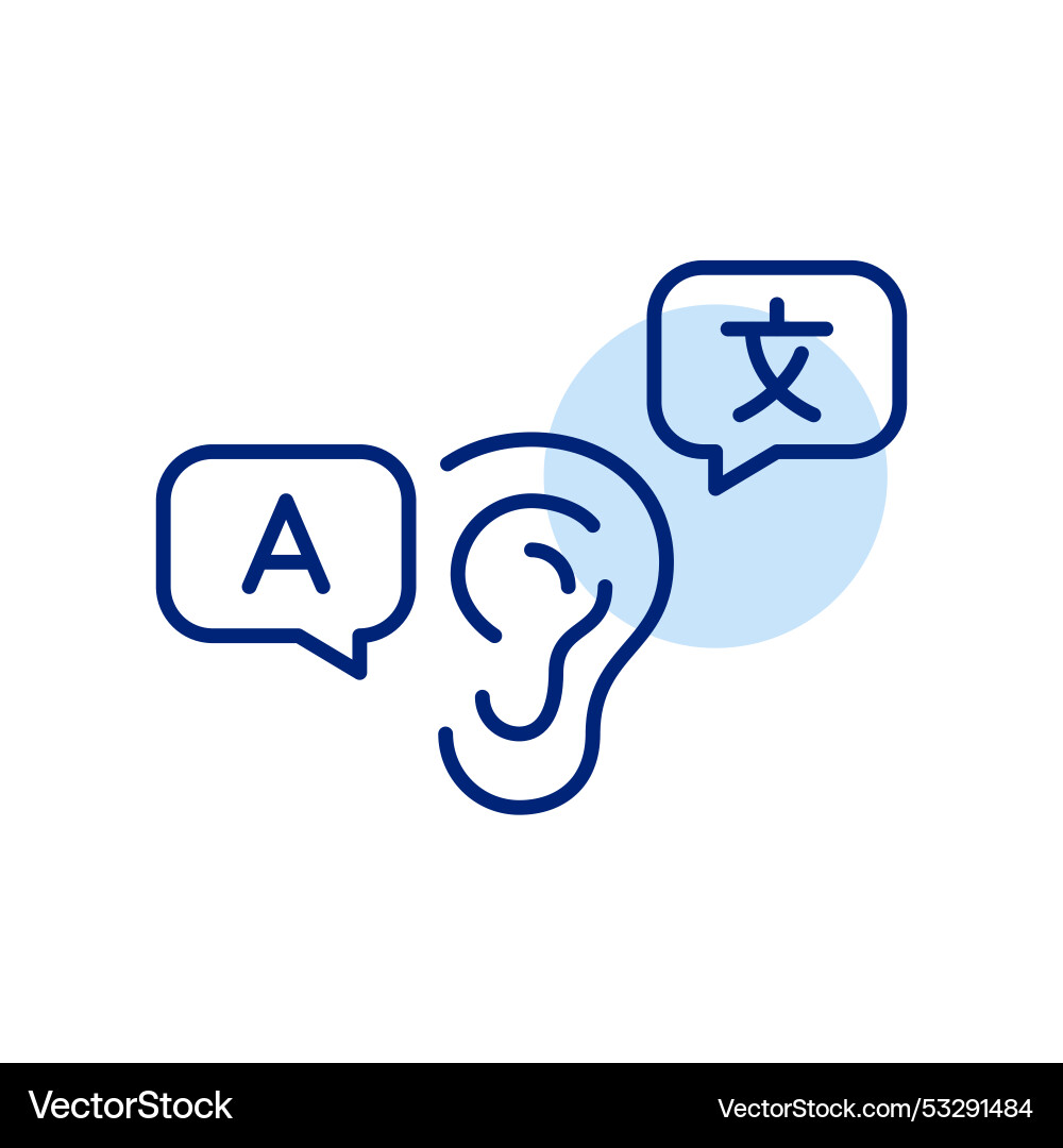 Human ear and speech bubbles with latin letter Vector Image