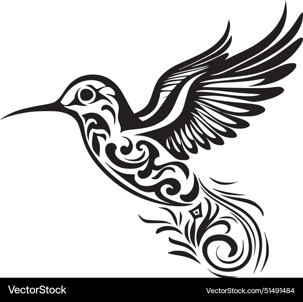 Hummingbird - black and white isolated icon Vector Image