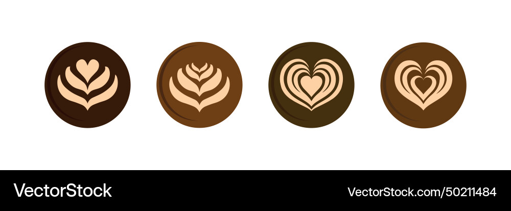 Latte art heart shape coffee Royalty Free Vector Image