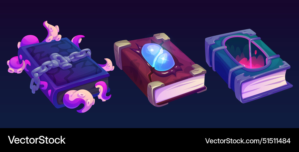 Magic wizard books with fantastic hardcovers Vector Image