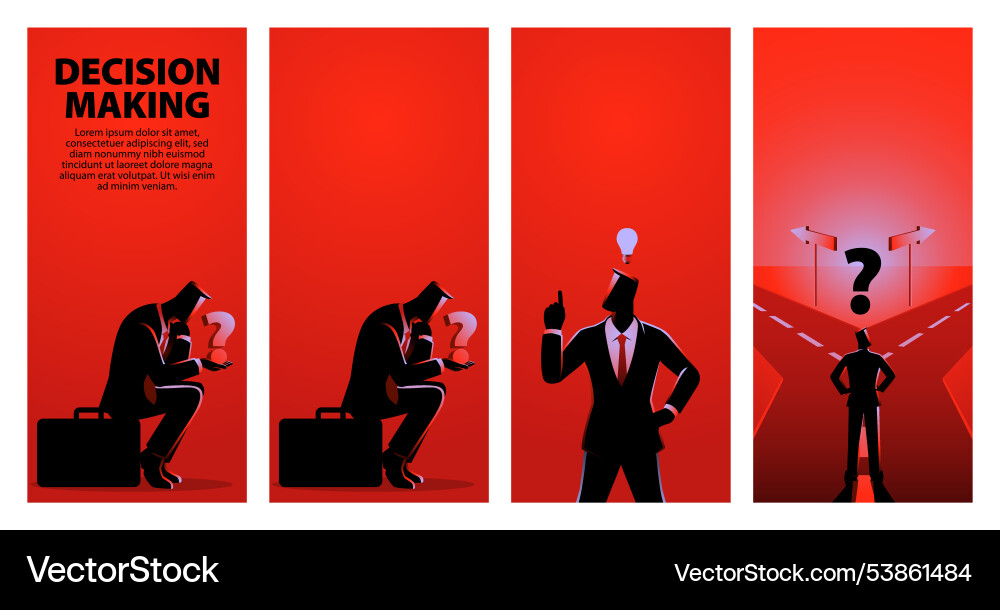 Mobile format red decision thinking Royalty Free Vector