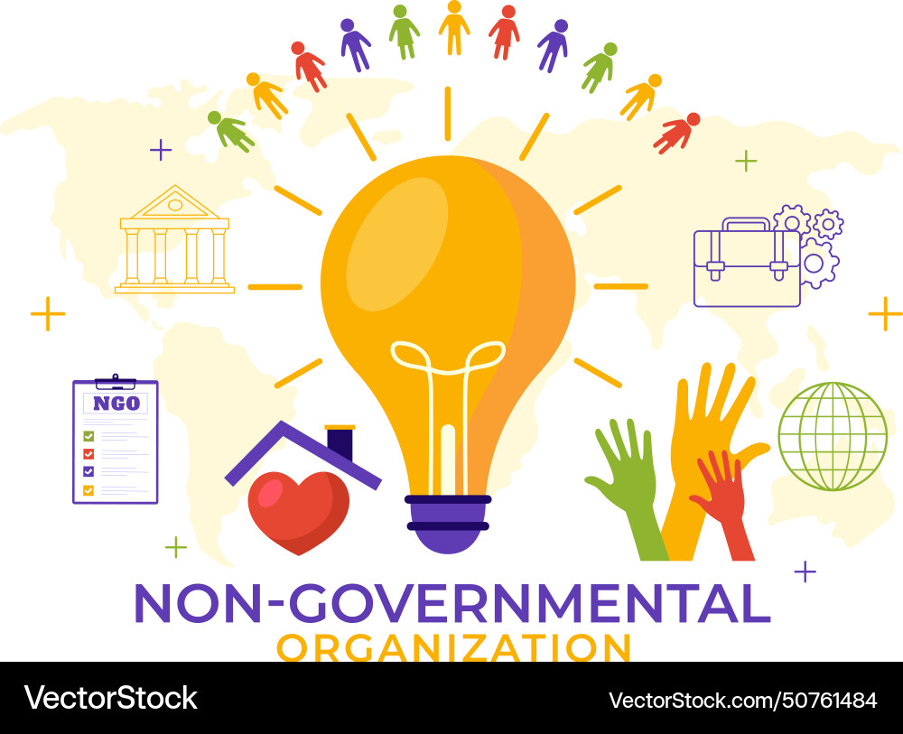 Ngo or non-governmental organization to serve Vector Image
