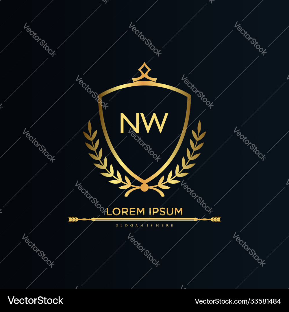 Nw letter initial with royal templateelegant Vector Image