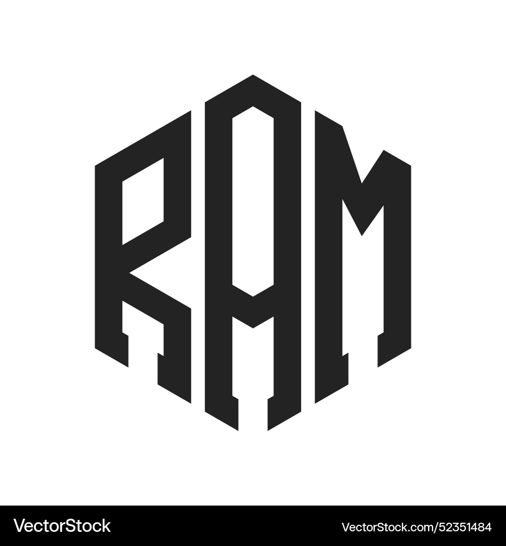 Ram logo design initial letter monogram Royalty Free Vector