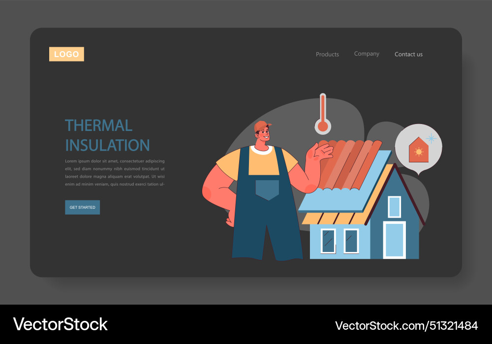 Thermal insulation concept technician installs Vector Image