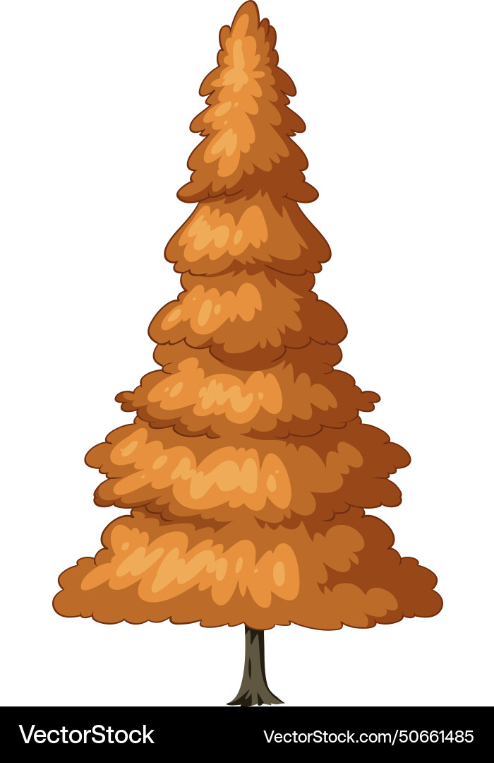 Cartoon-style pine tree with autumn foliage Vector Image