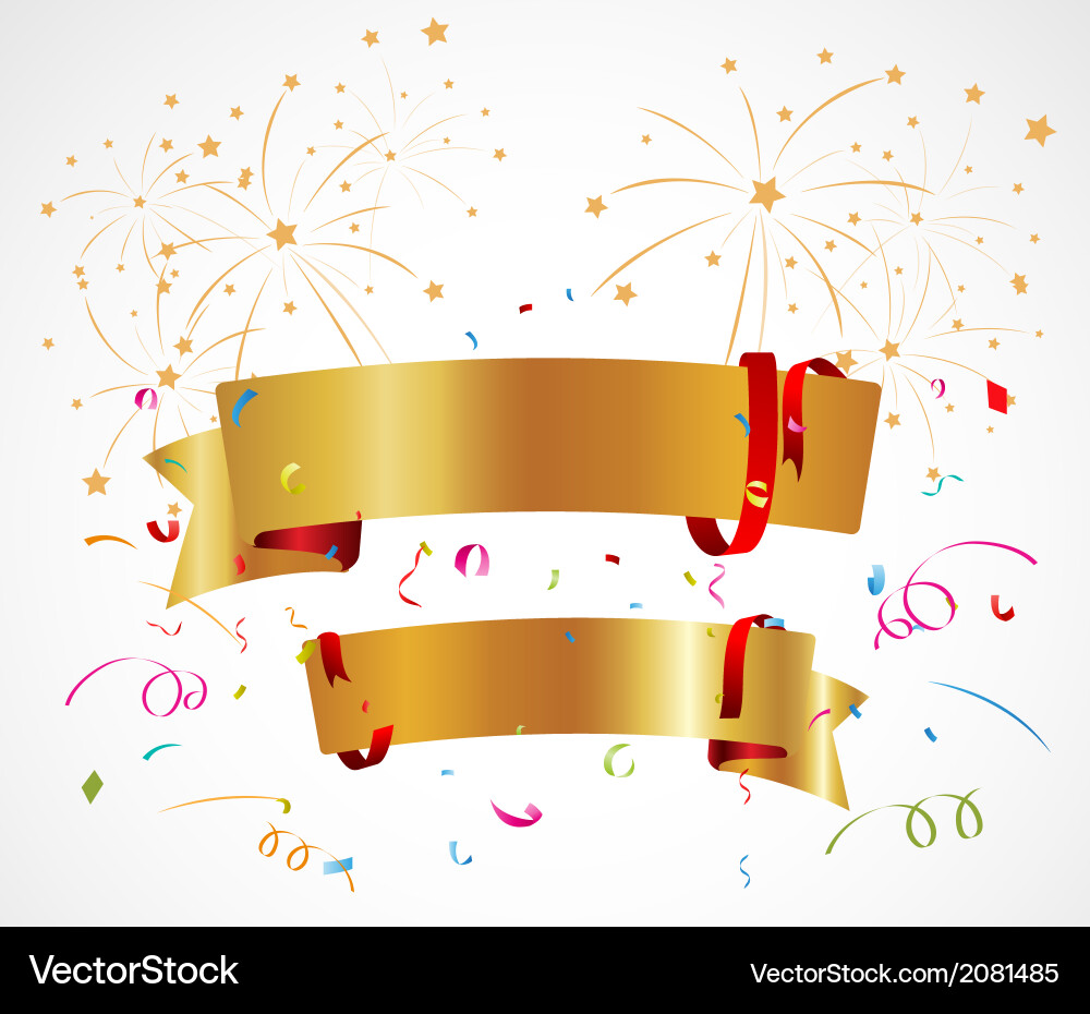 Celebration background with ribbon and confetti Vector Image