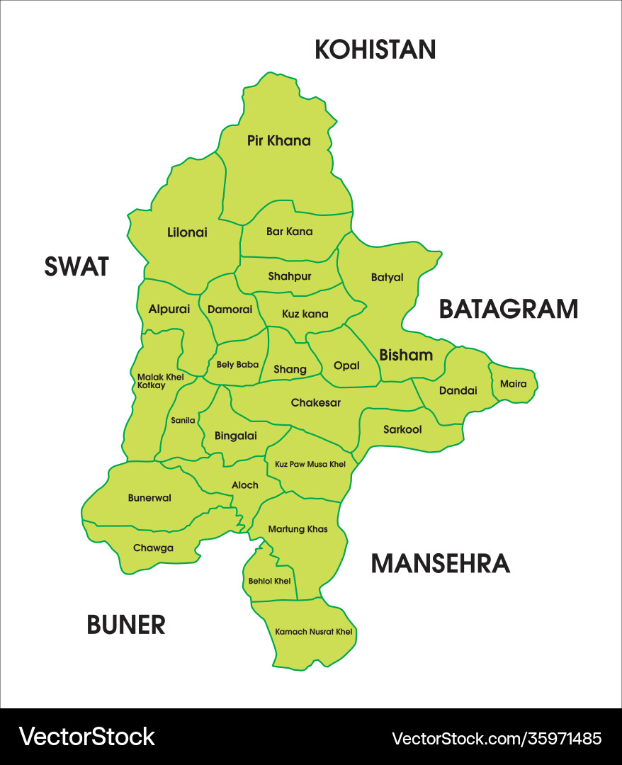 Bezirk shangla Kartenbild Lizenzfreies Vektorbild