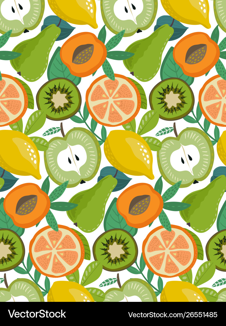 Fresh Fruit Seamless Pattern Royalty Free Vector Image
