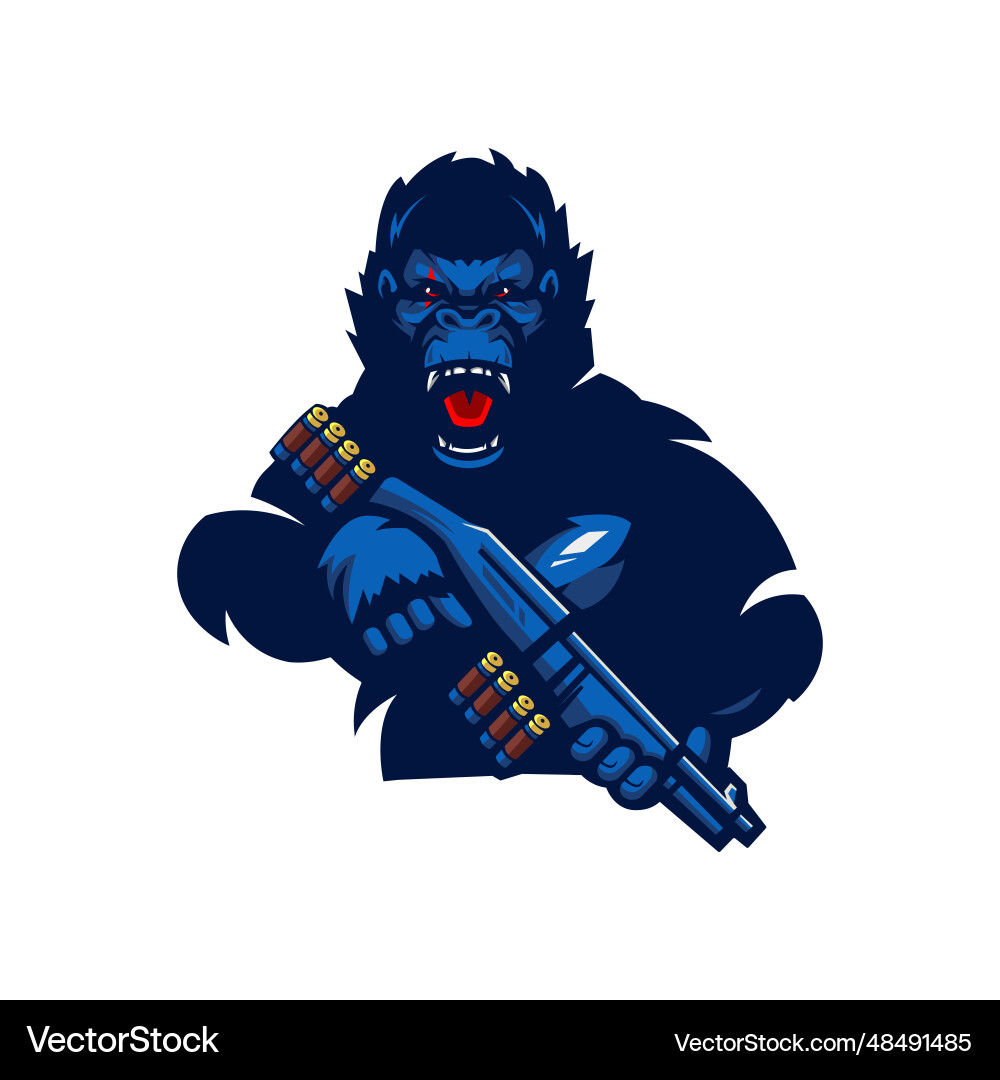 Gorilla carrying gun Royalty Free Vector Image