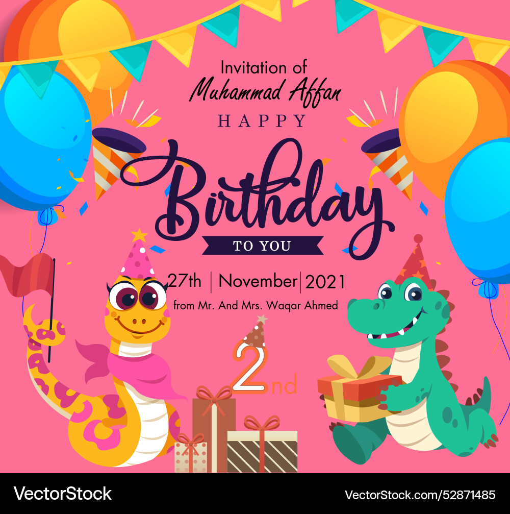 Happy birthday invitations card Royalty Free Vector Image