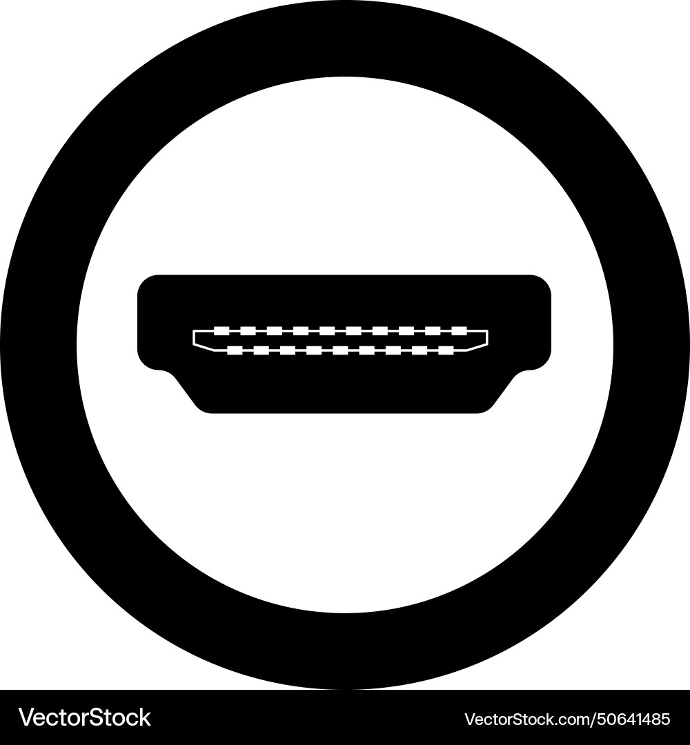 Hdmi port socket icon in circle round black color Vector Image