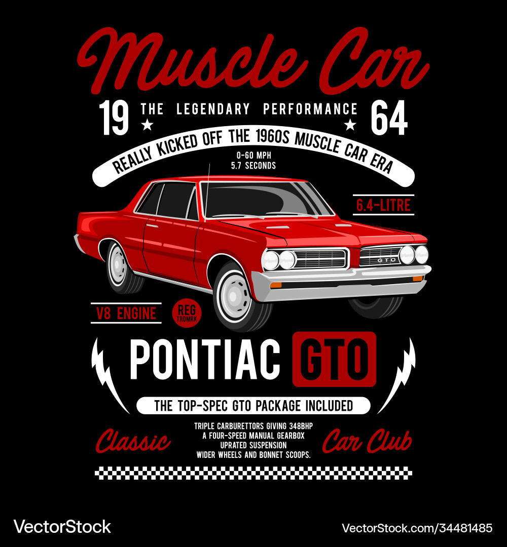 Muscle car - pontiac gto Royalty Free Vector Image