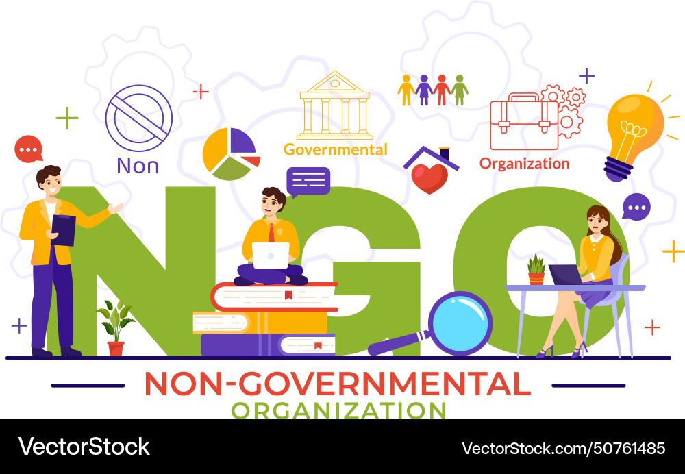 Ngo or non-governmental organization to serve Vector Image