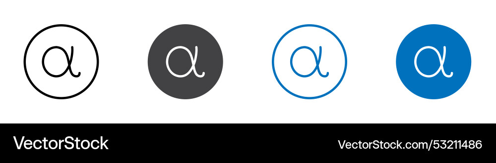 Alpha icon flat editable mark set Royalty Free Vector Image