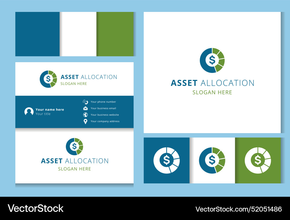 Business card design featuring asset allocation Vector Image