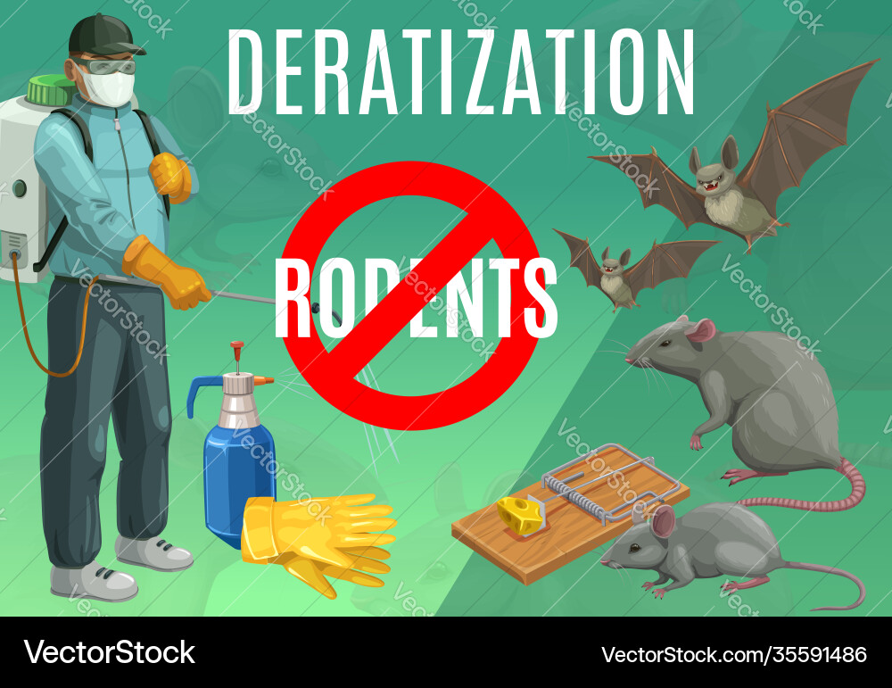Deratization rodent extermination service poster Vector Image