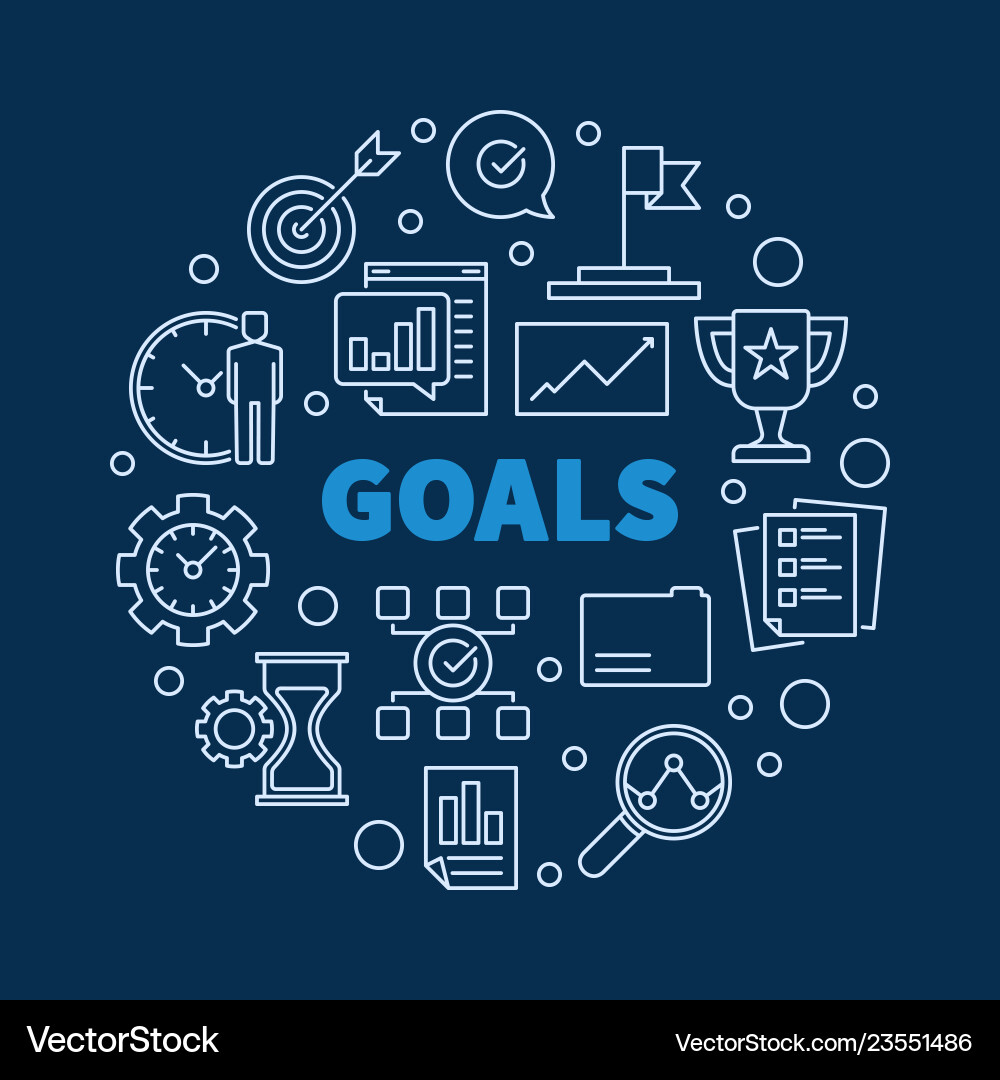 Goals circular concept Royalty Free Vector Image