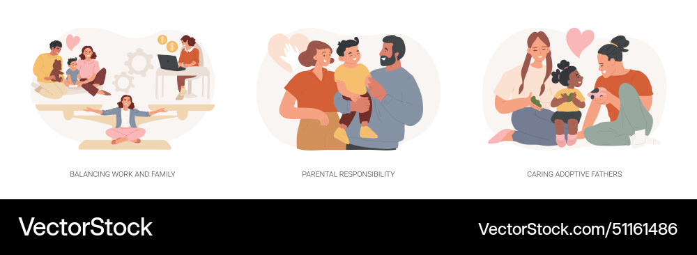 Happy family isolated concept Royalty Free Vector Image