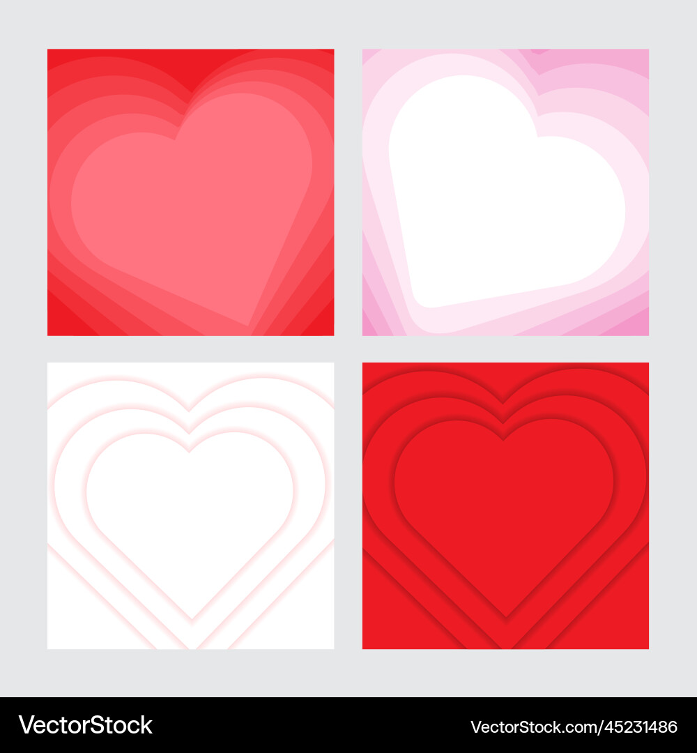 Heart background set border frame design love Vector Image