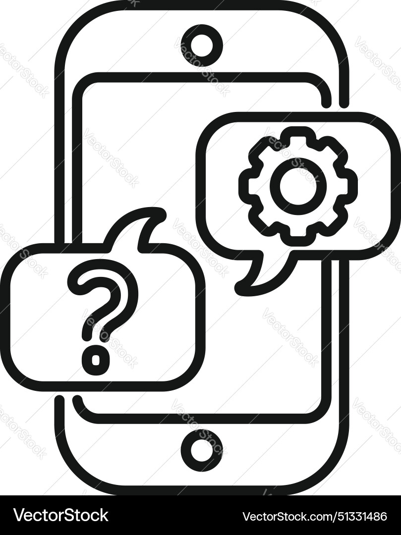 Mobile support icon with question mark and gear Vector Image