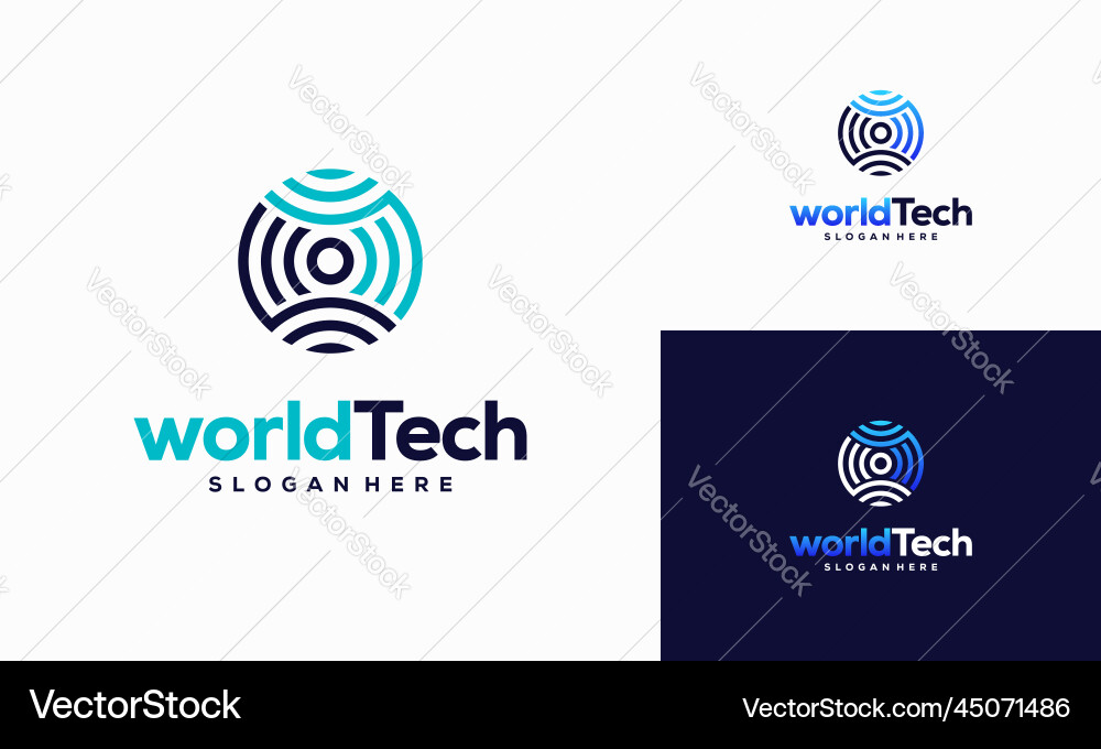 Modern Tech Circle Logos Royalty Free Vector Image