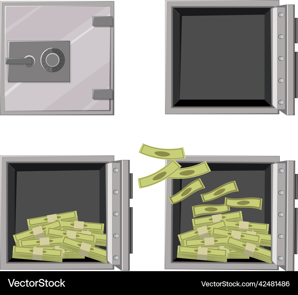 Money banknotes stack in cartoon style Royalty Free Vector