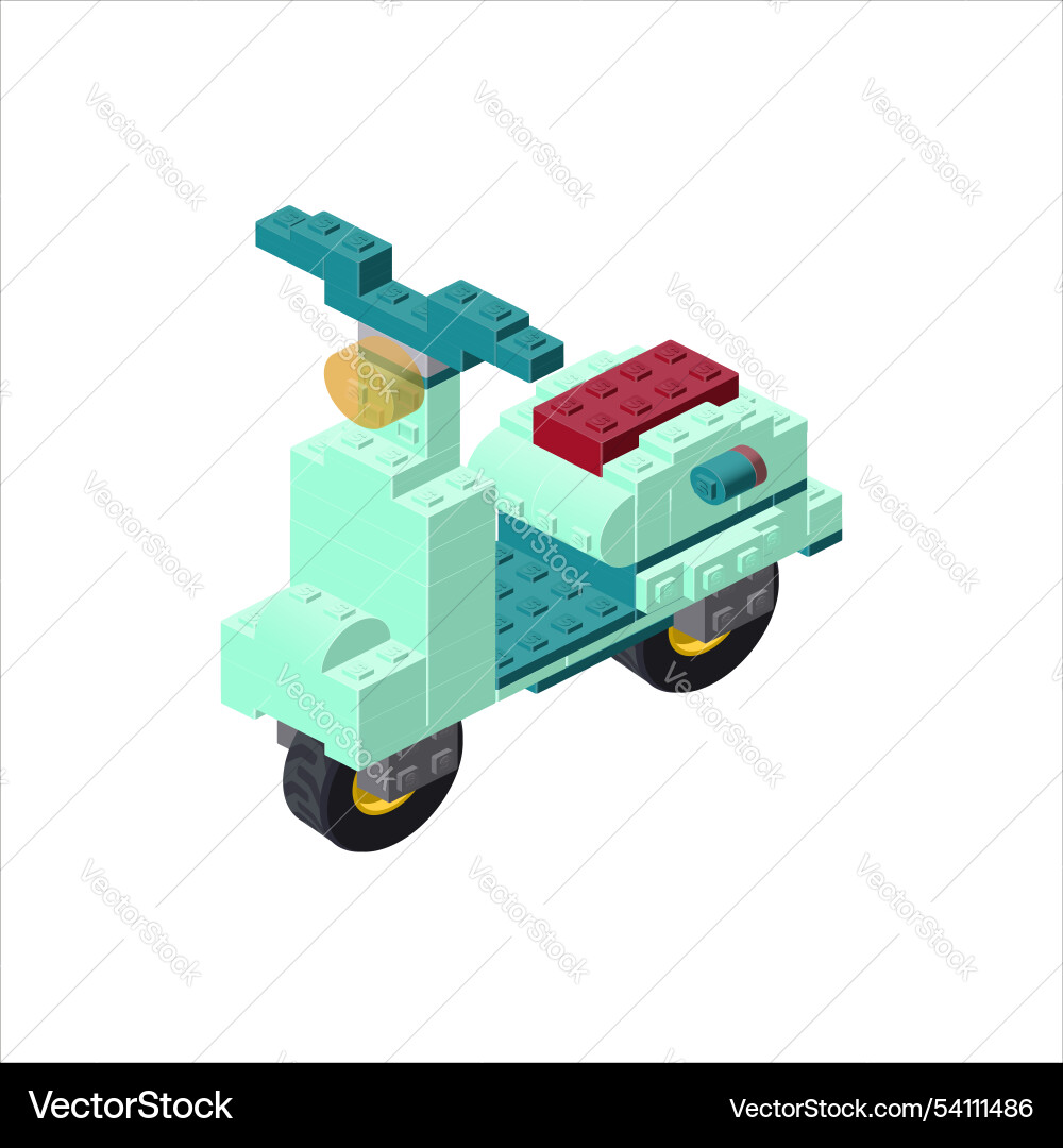 Motor scooter in isometric view assembled from Vector Image