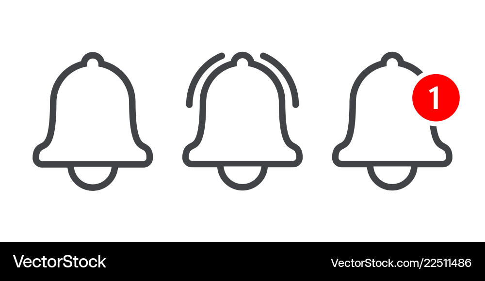 Notification message bell line icon Royalty Free Vector