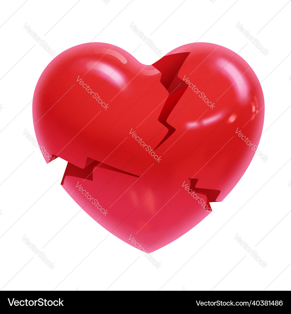 Realistic Broken Heart Icon Royalty Free Vector Image
