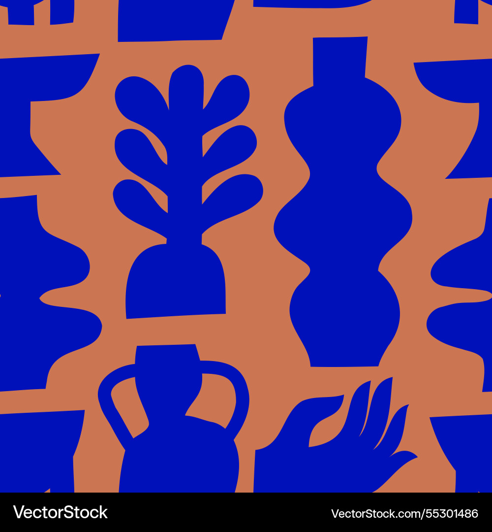 Seamless pattern with ceramic pottery tableware Vector Image