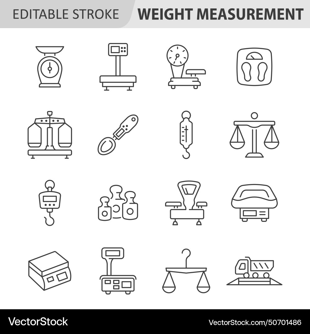 Weight measurement device line icon collection Vector Image